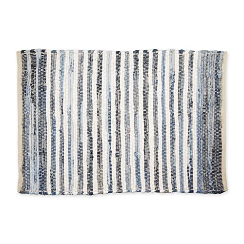 DII Chindi Home Collection Handwoven Multicolor Area Rag Run, 2x3', Denim