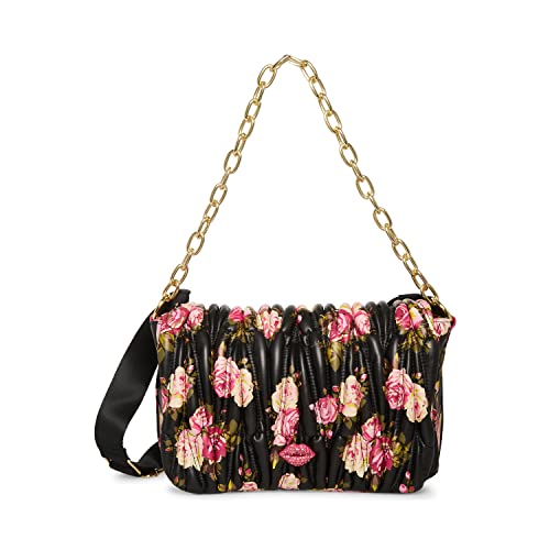 Betsey Johnson Womens Betsey Johnson Pucker Up Crossbody, Black Floral, One Size US