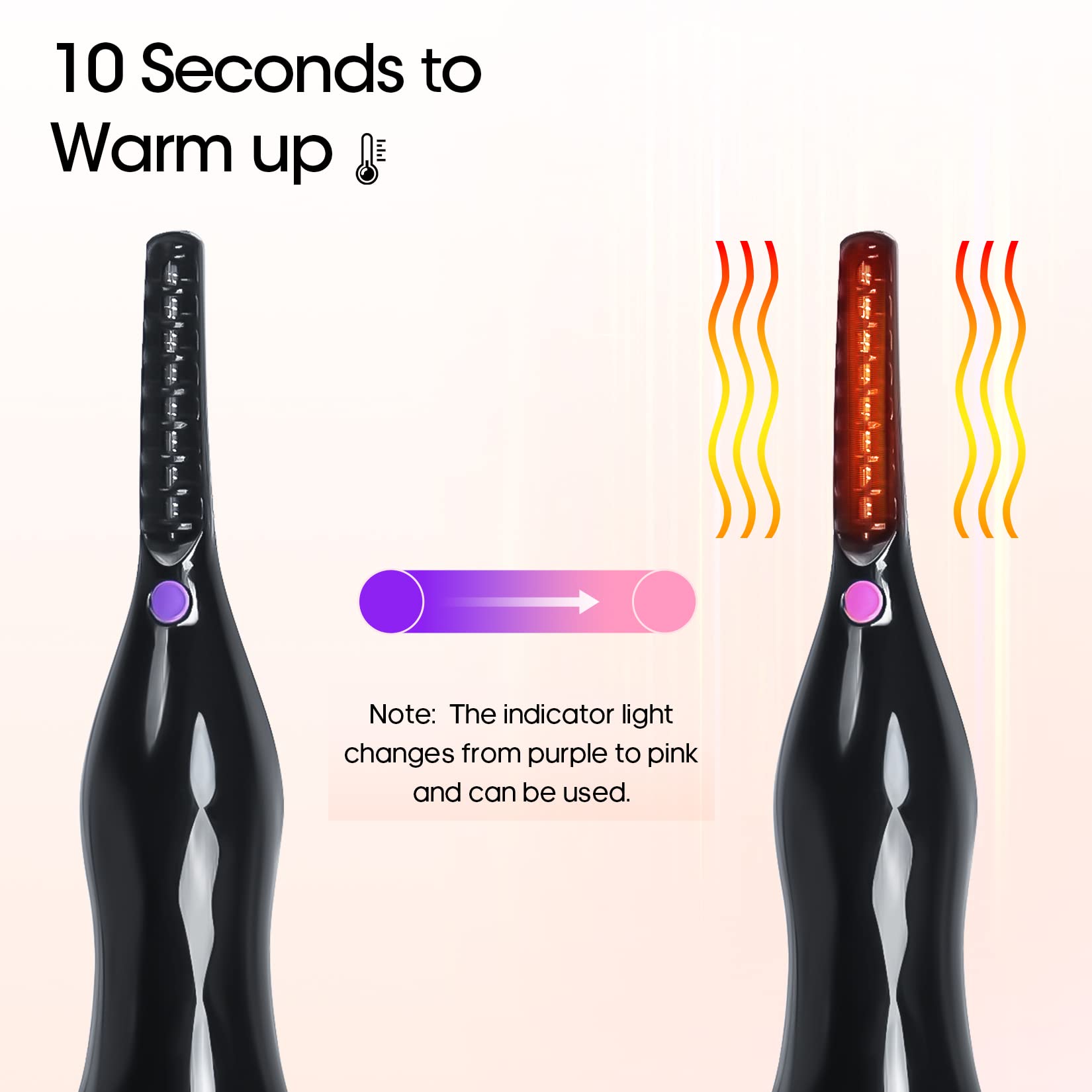 Buqikma Heated Eyelash Curlers Electric Eyelash Curler 3 Temp Modes 2in1 Clip-Type Eyelash Curlers with Built-in Comb Rechargeable Heated Lash Curler for Quick Heatin Lashes Curl Tool Long Lasting