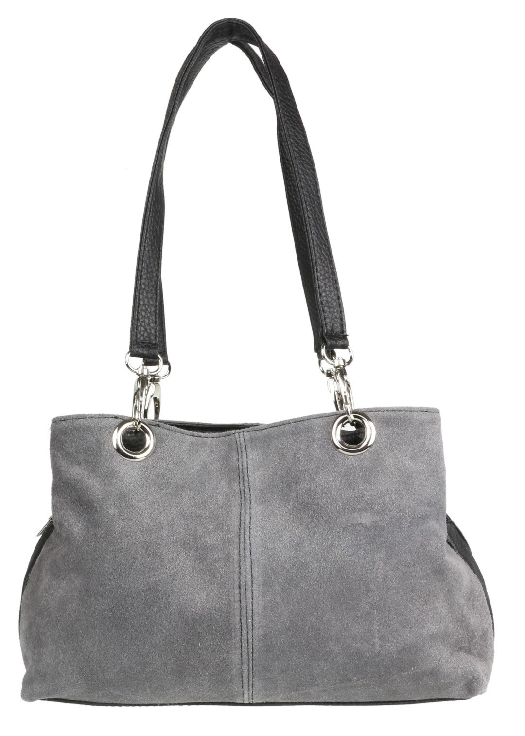Girly HandBags Womens Italian Suede Leather Shoulder Bag Dark Grey