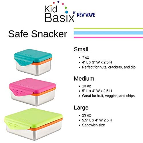 Kid Basix Safe Snacker, Reusable Stainless Steel Lunchbox Container for Kids & Adults, Reusable Food Container, BPA Free, Dishwasher Safe, 7oz, Navy