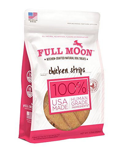 Full Moon All Natural Human Grade Dog Treats, Chicken Strips, 12.5 Ounce