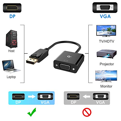 Rankie DisplayPort (DP) to VGA Adapter, Gold Plated Converter, Black