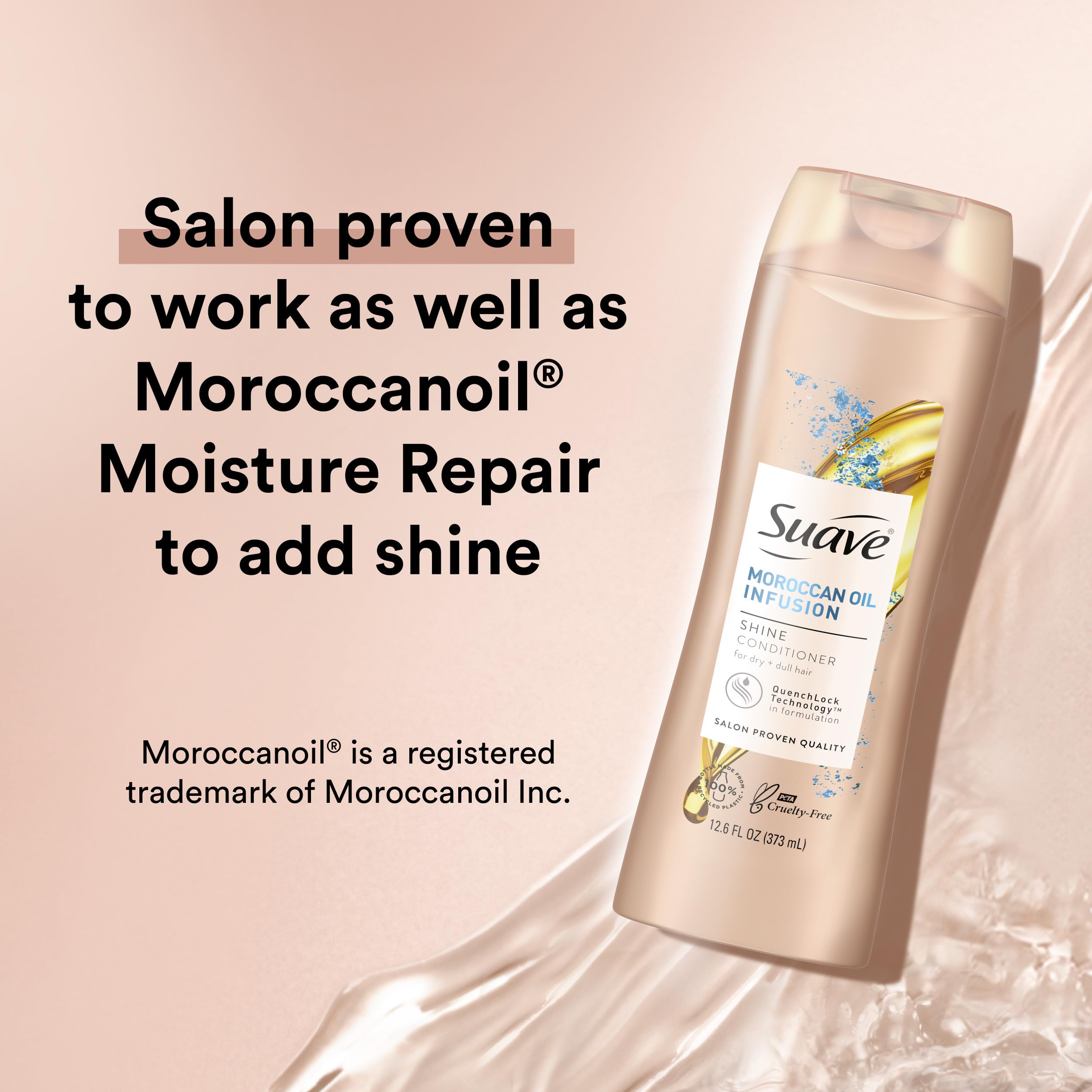 Suave Argan Oil Conditioner, Moroccan Infusion, Shine 3-Pack – Treatment for Dry, Damaged Hair, 12.6 Oz Ea
