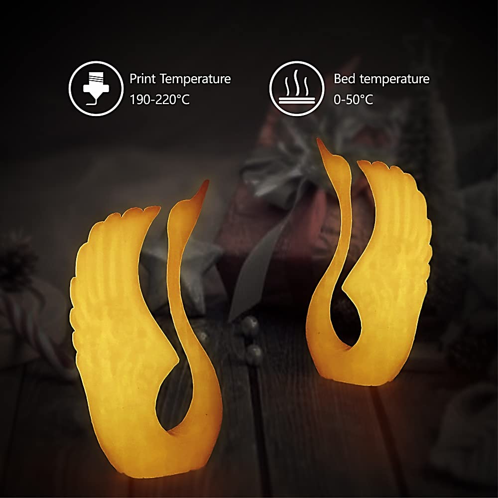 HELLO3D Glow in The Dark PLA Filament,Orange Luminous Filament 1.75mm Strong Glow Effect 3D Printer Filament, for Most FDM Printer 1kg Spool (2.2lbs), Dimensional Accuracy +/- 0.05 mm,Glow Orange