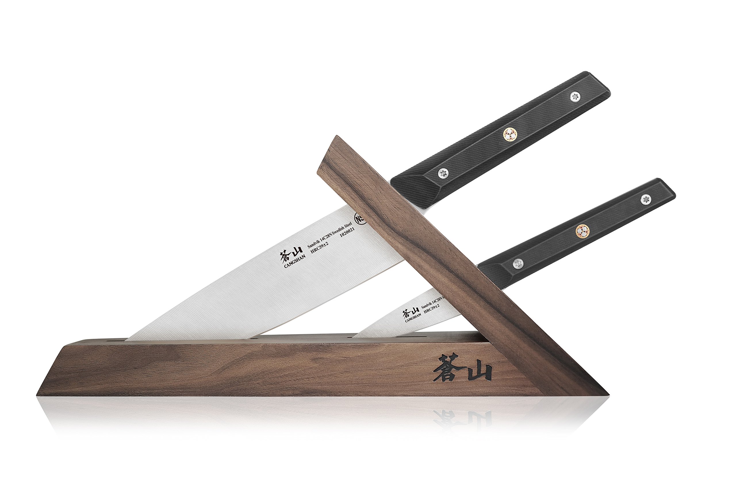 Cangshan TG Series 1021325 Swedish 14C28N Steel 3-Piece TAI Knife Block Set, Walnut