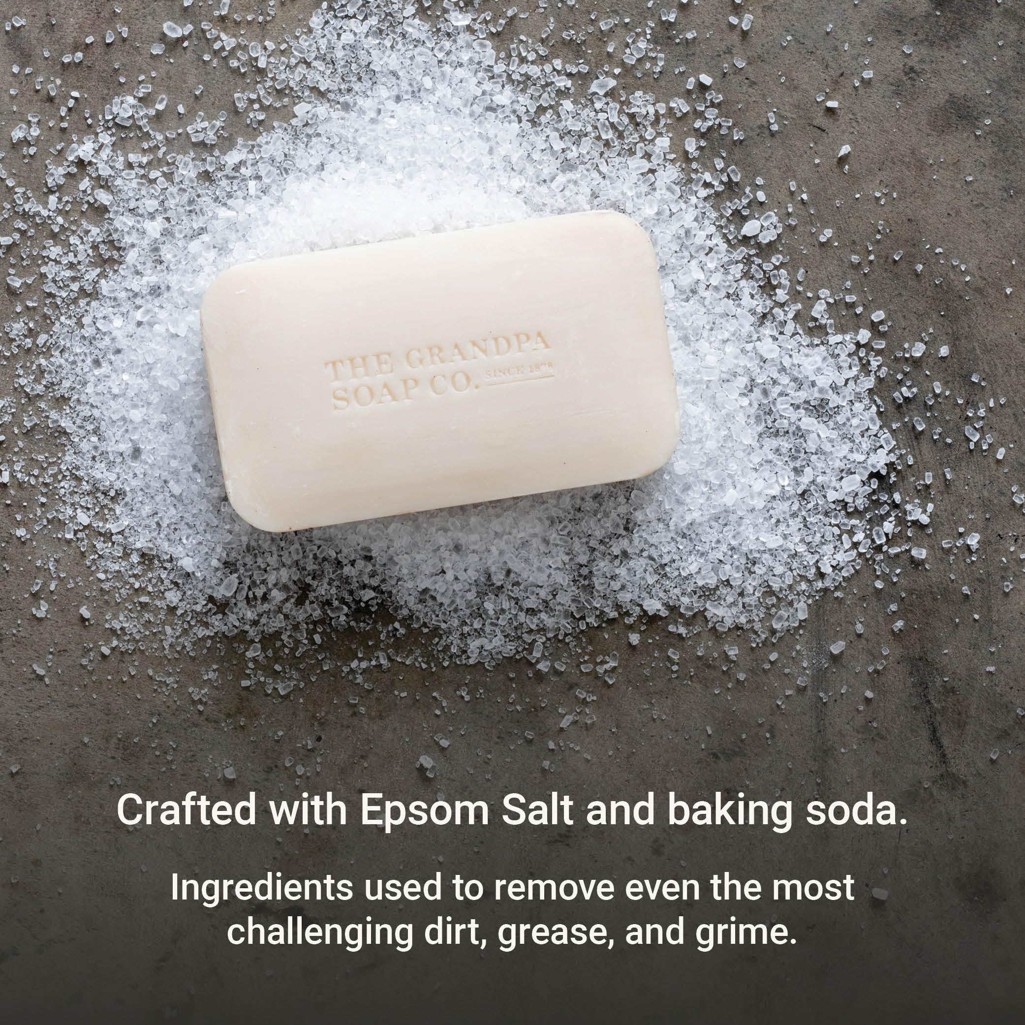 The Grandpa Soap Company Epsom Salt Bar Soap - Deep Cleansing Soap, Made with Epsom Salt and Baking Soda, Removes Dirt Grease and Grime, Vegan, For Face and Body, 4.25 Oz, 3 Pack
