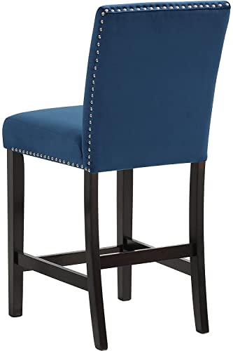 New Classic Furniture Celeste 5-Piece Faux Marble Round Counter Set with 1 Table and 4 Chairs, 42-Inch, Blue