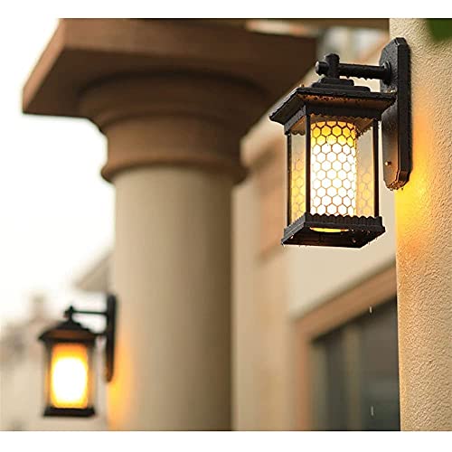 NNAA Exterior Wall Lantern Waterproof Sconce Square Aluminum Housing Outdoor E27 Wall Lamp Carriage Light Home Outside Lighting for Villa Entrance Courtyard Garden Decor