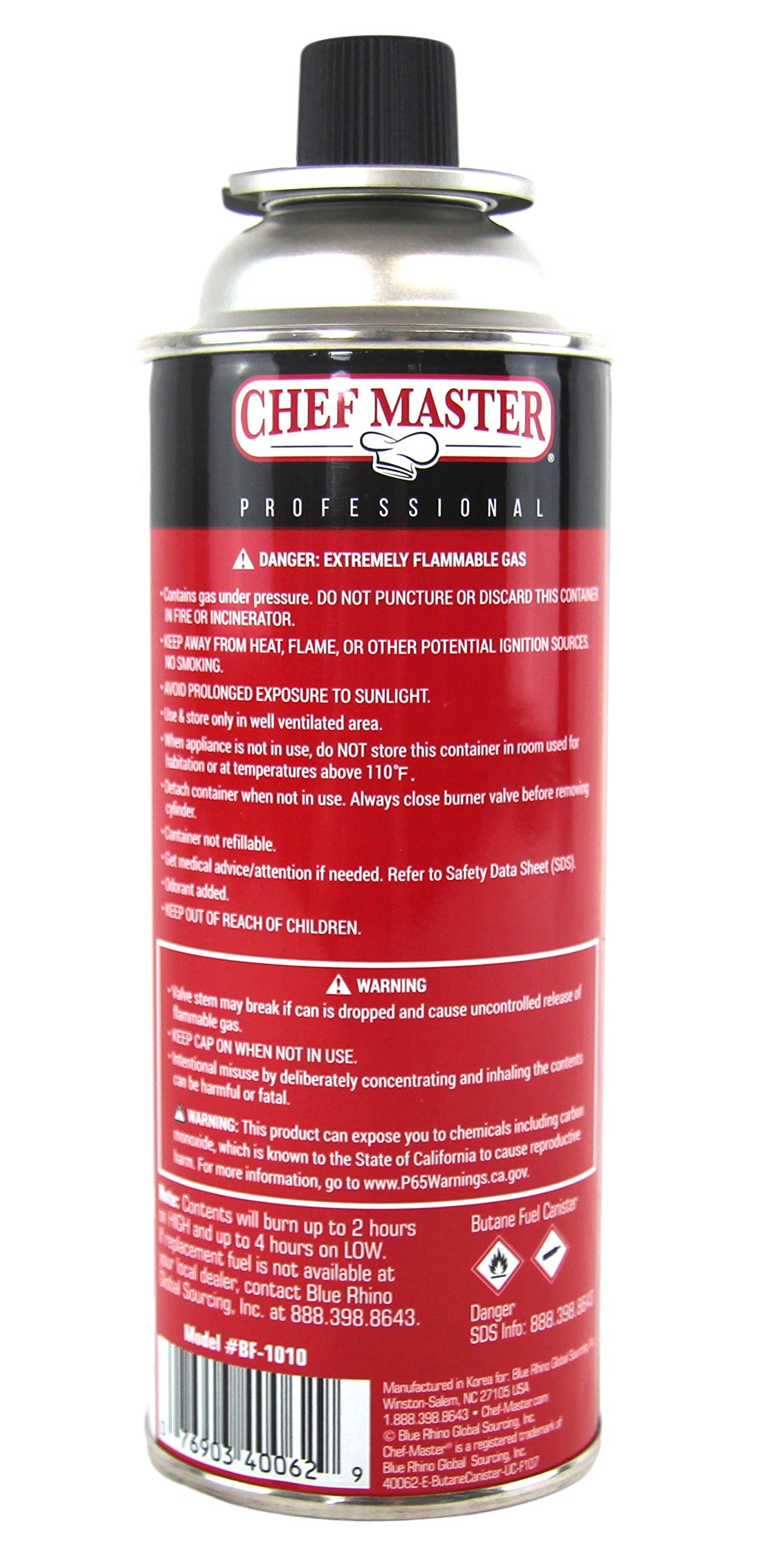 Chef Master 90340 | Pack of 24 Butane Fuel Cylinders| 8oz Butane Canisters for Portable Stove | Butane Torch Replacement Canisters