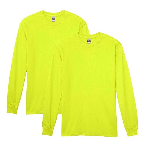 Gildan Heavy Cotton Long Sleeve T-Shirt, Style G5400, 2-Pack, Safety Green, Medium