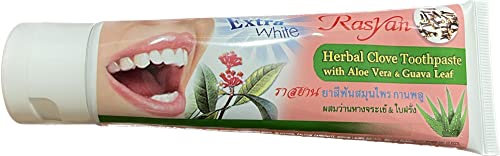 New Extra White Isme Rasyan Herbal Clove Toothpaste with Aloe Vera & Guava Leaf (100 g.)