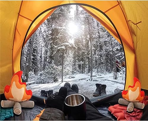 Fun Campfire Plush, Simulation Flame Plush Toys, Outdoor Camping Room Decoration, Suitable for Boys and Girls Christmas, Birthday Surprise Gift (Small)