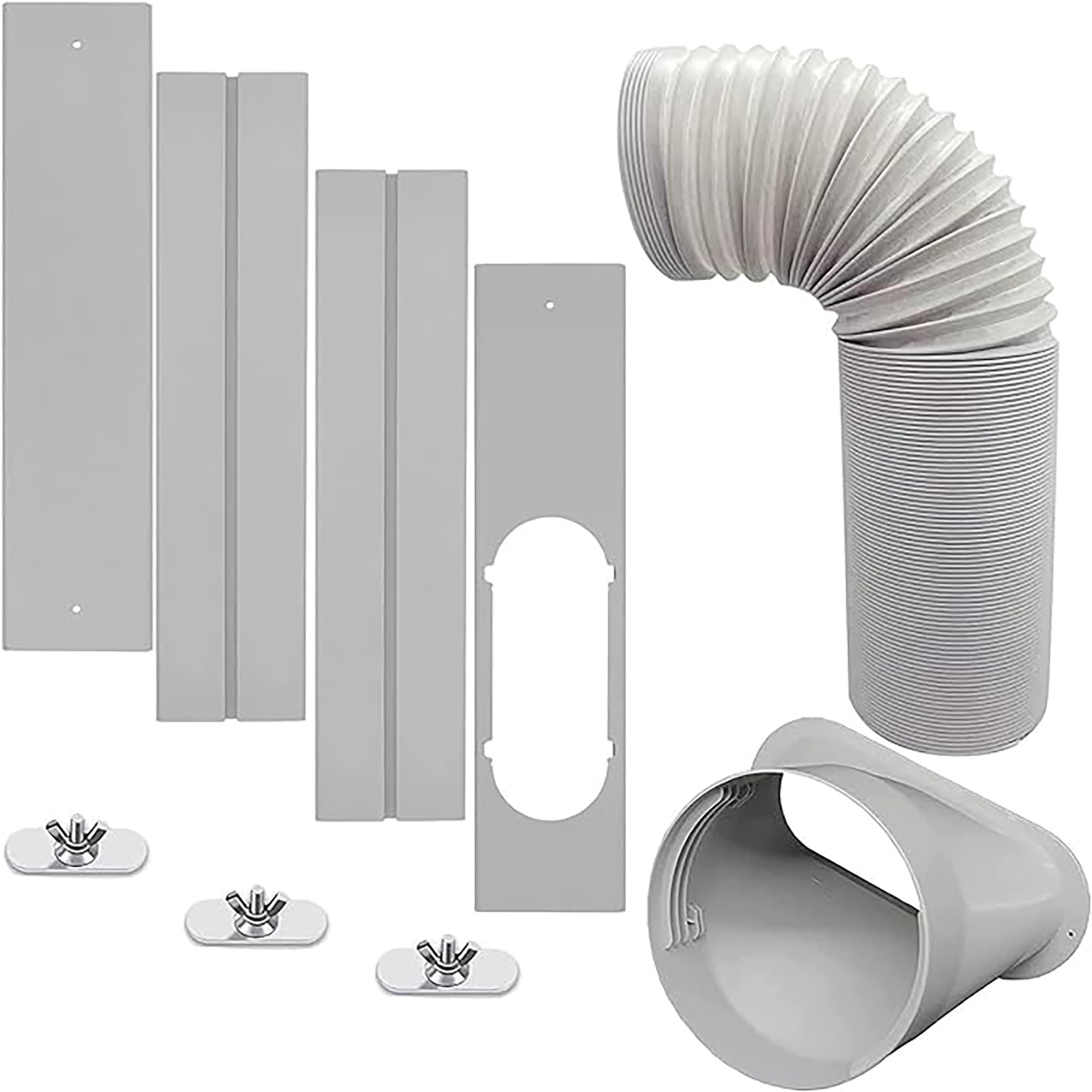 GOZFLVT Portable Air Conditioner Windows Vent Kit with 5.9” Exhaust Hose Window Seal Kit for Portable Air Conditioner, Adjustable Sliding Window Kit Plate for AC Unit Suitable for 5.9”/15 CM AC