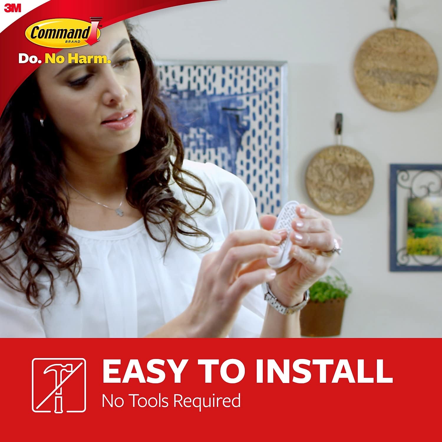 Command 17081ES Adhesive Strip Hooks,Medium Designer, Holds 3lbs, 2/PK, WE