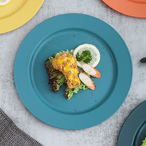 Kyraton 10 Inch Large Plastic Plates 8 Pieces, Dishwasher Safe, Unbreakable And Reusable Light Weight Dinner Plates Microwave Safe BPA Free (Mutil Color)