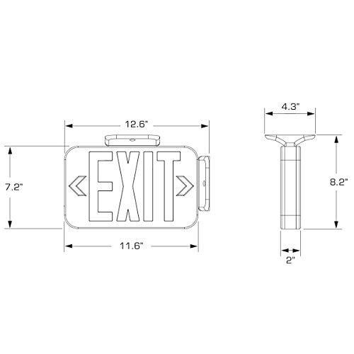 HUBBELL CER LED Emergency exit Sign, 11.6 in x 2 in x 8.2 in, White