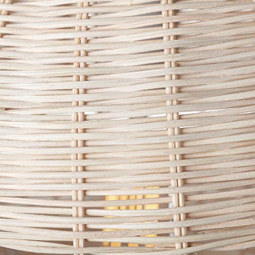 Globe Electric 61015 1-Light Pendant, Natural Woven Twine, Designer White Cloth Cord, Bulb Included