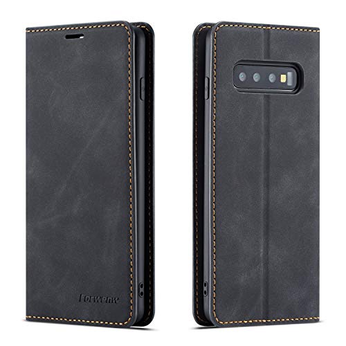 EYZUTAK Premium PU Leather Flip Folio Case for Samsung Galaxy S8, Protective Case with Kickstand Card Slot Magnetic Closure Shockproof Wallet Cover for Samsung Galaxy S8 - Black