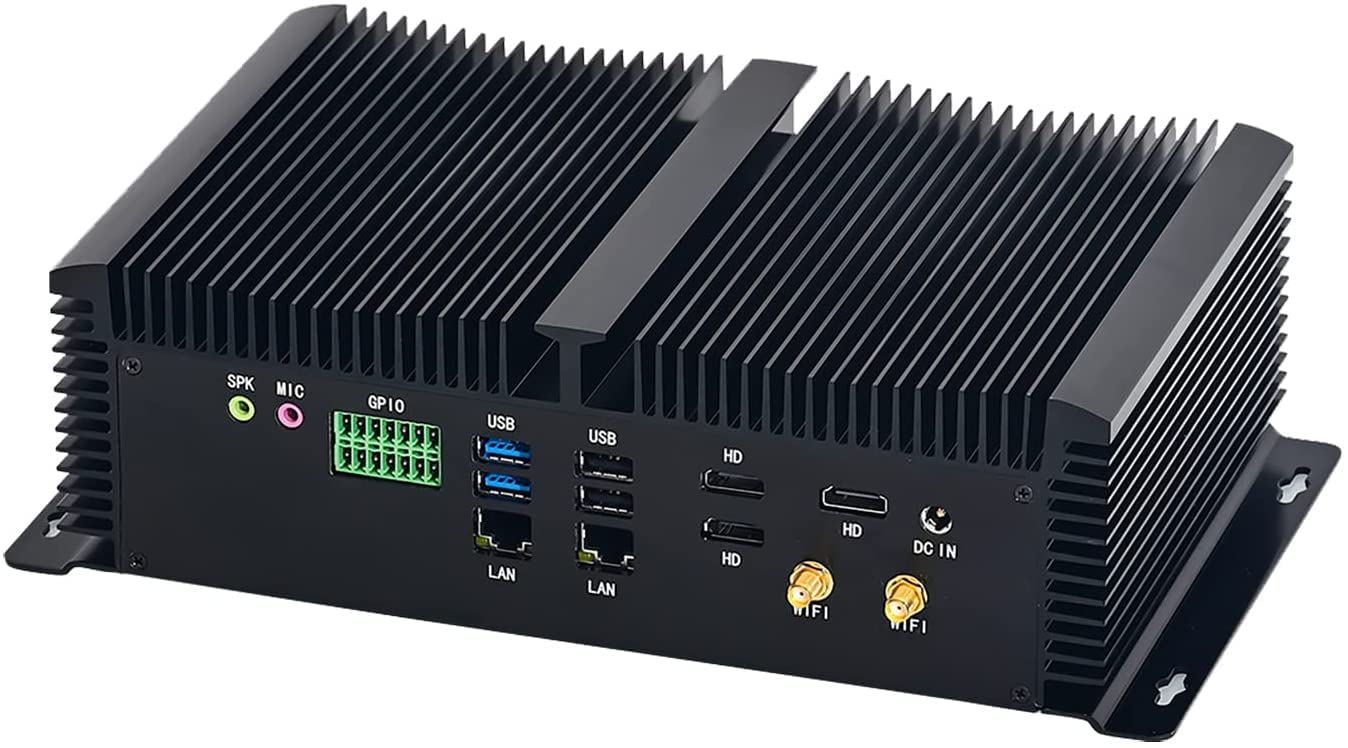 Fanless Industrial Computer Mini PC Intel Core i7 10870H Processor 32GB DDR4 Ram 1TB M.2 2280 SSD 3xHD 8xUSB 6xCOM Intel UHD Graphics Windows 10 Pro WOL PXE