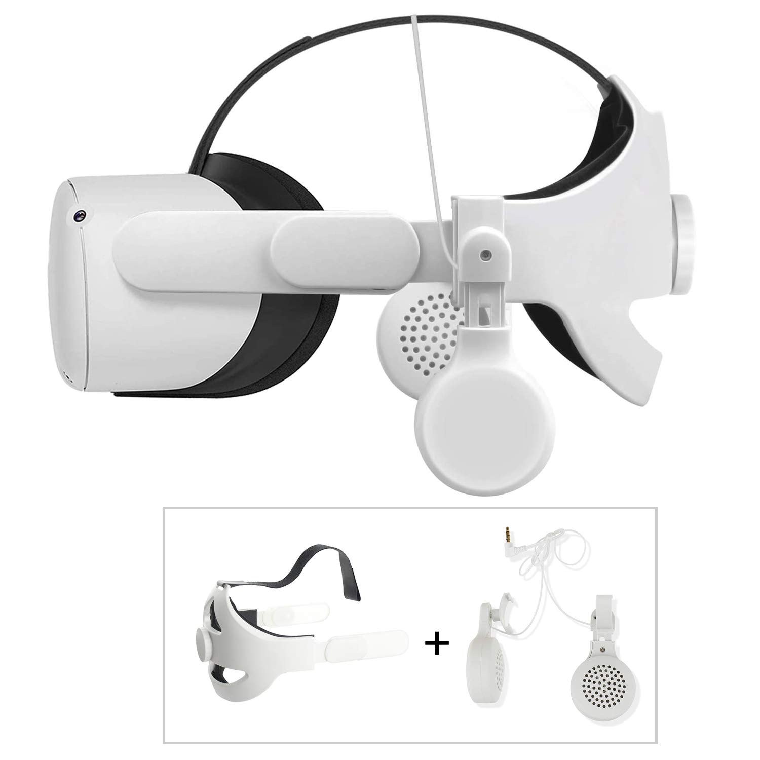 Balance Weight Headband Strap Comfortable Adjustable Head Strap Helmet Belt for Quest 2 Elite Strap VR Headset with On-Ear Headphone Earbuds