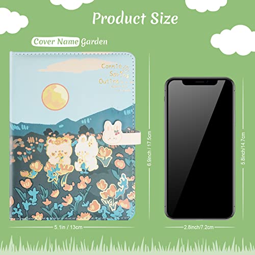 Cute Notebook, Colorful Blank Journal for Women, Leather Journals for Writing, Hardcover Kawaii Notebooks Beautiful Dairy with Magnetic Closure for Girl, Kids Gift 192pages(Garden)