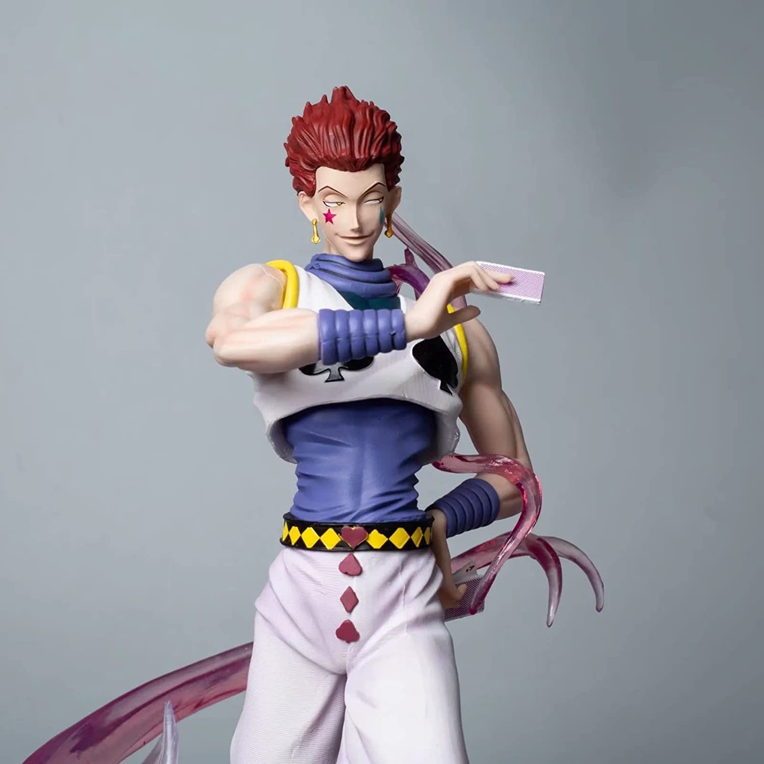 BeyondNice New Hunter×Hunter Hisoka Morow Handmade 32cm/12.6inch Hisoka Statue Anime Collection Figurine Doll Gifts (Replacement Head)