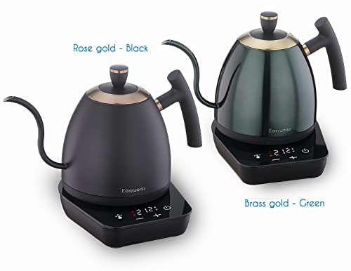 Easyworkz Electric Gooseneck Pour Over Coffee Kettle, Stainless Steel Hand Drip Tea Pot 27 Ounce Temperature Control 1200W Quick Heating