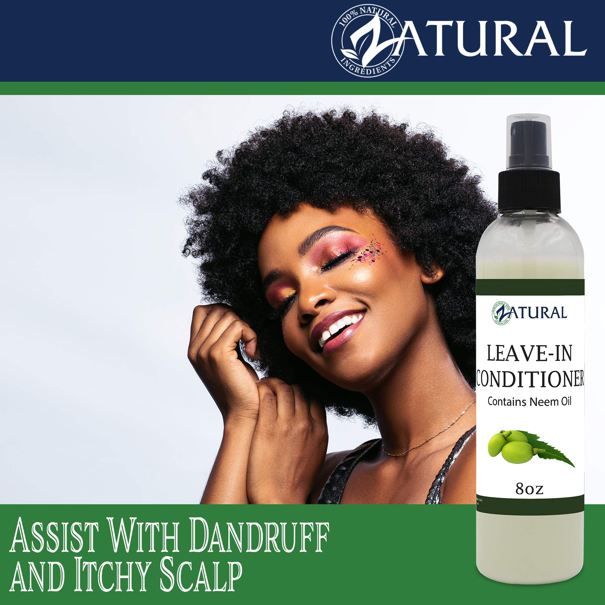 Zatural Neem Leave-In Conditioner (8 Ounce) Moisturizing conditioner for healthy hair and scalp.