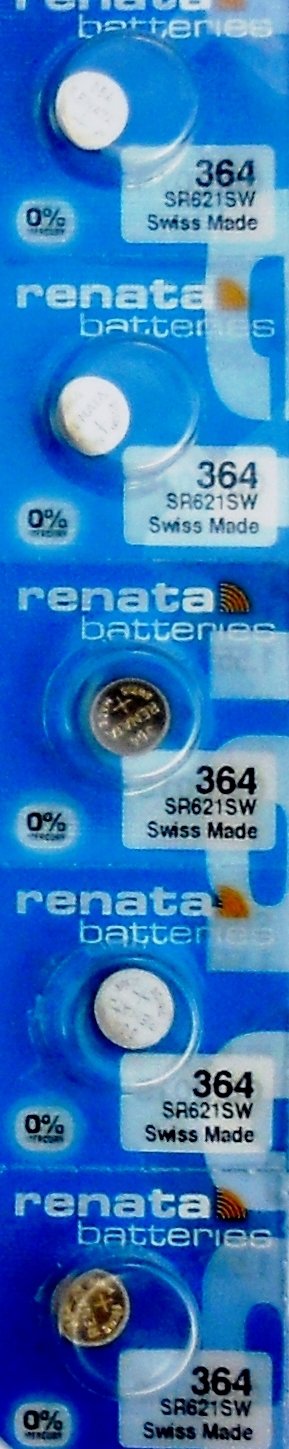 Pkg/5 Type 364 Renata Swiss Watch Batteries