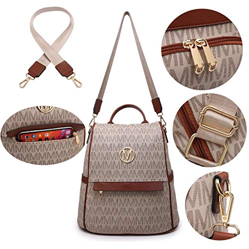 MKP Women Fashion Medium Backpack Purse (Beige and Beige)