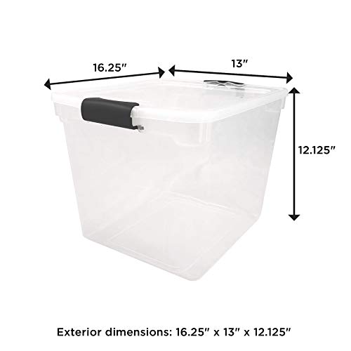 HOMZ 3441CLGRDC.02 Clear storage container with lid, 64 Quart (2 Pack), Grey, 2 Count & Latching Clear Storage, 31 Quart, Gray, 4 Count