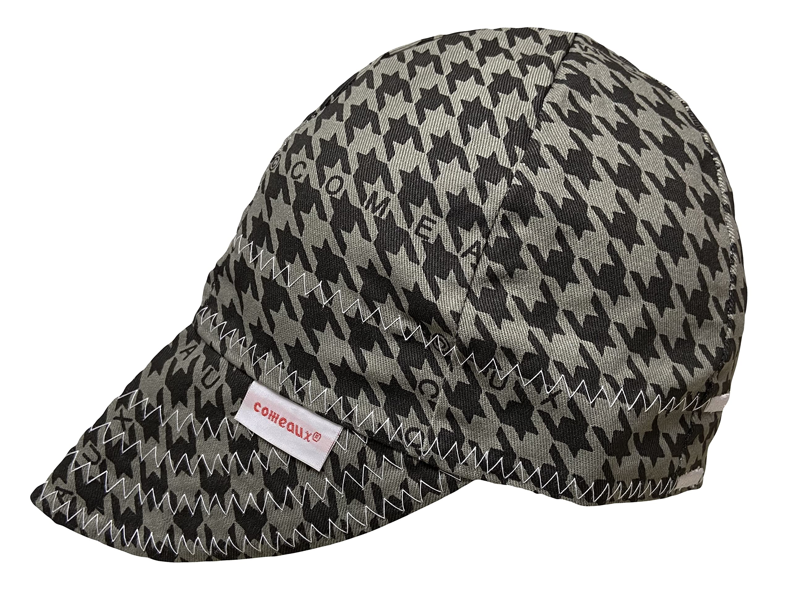 Comeaux Caps Reversible Black & Grey Houndstooth (7 7/8)