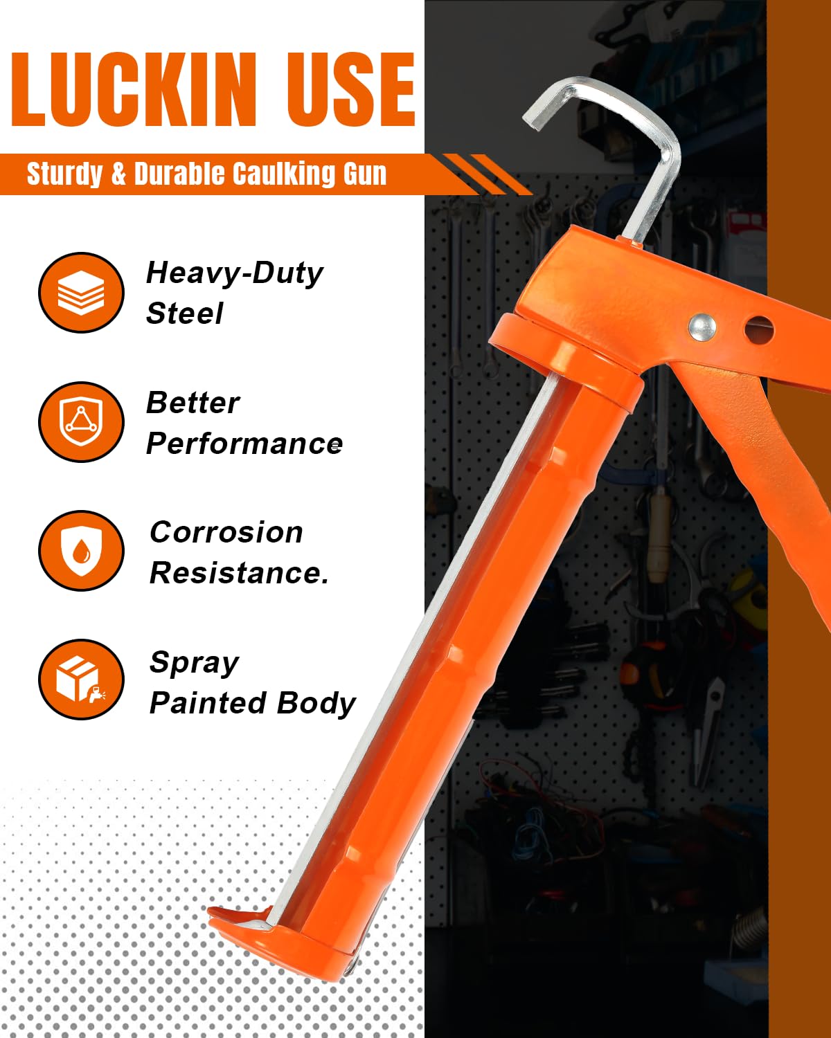 Holothurian Caulking Gun, Caulk Gun No Drip,Sealant Finishing Tool Grout Scraper for Kitchen Bathroom Window Sink Joint, 1/10 Gallon Cartridge, 10:1 Thrust Ratio