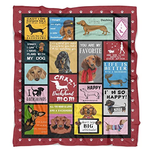 Dachshund Dog Throw Blanket Fleece Blanket Soft Warm Cozy for Sofa Couch Bed 50in*60in