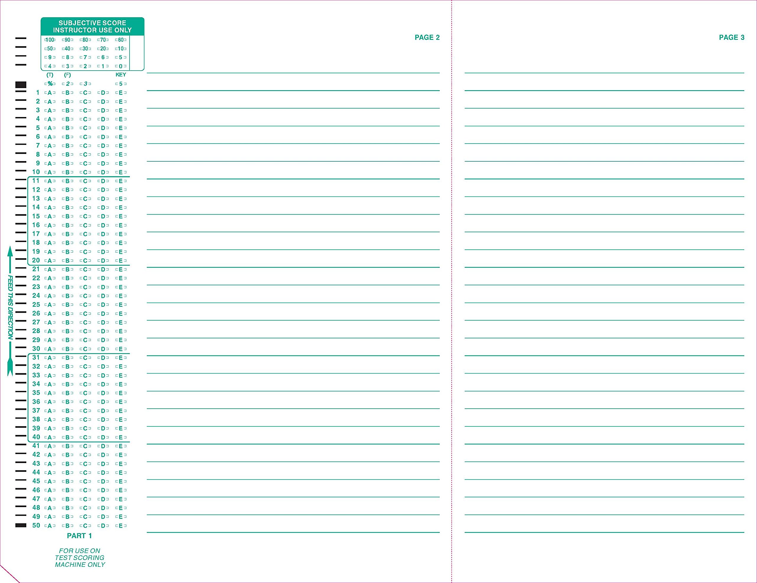 TEST-886E 886-E 100 Question Compatible Testing Forms (50 Sheet Pack)