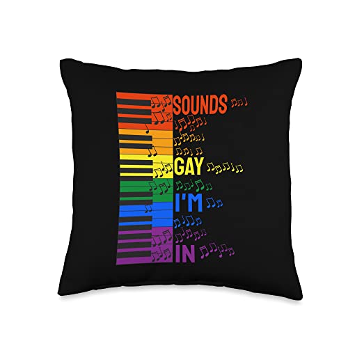 LGBTQ Pride Sounds Gay I'm In Keyboard Sounds Gay I'm in LGBTQ Keyboard and Piano Music Men Women Throw Pillow, 16x16, Multicolor