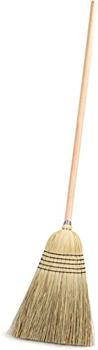 Carlisle FoodService Products 4135067 Commercial Corn Broom with Solid Wood Handle, 12" Wide