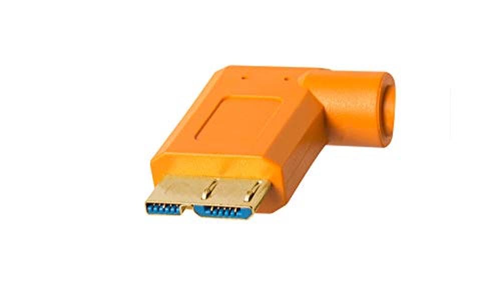 Tether Tools TetherPro USB 3.0 to Micro-B Right Angle Cable | for Fast Transfer and Connection Between Camera and Computer | High Visibility Orange | 15 Feet (4.6 m)