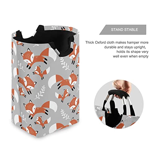 Kigai Fox Laundry Basket Collapsible Large Clothes Hamper Nursery Storage Bin with Handle for Bedroom, Bathroom, Dorm, Kids Room