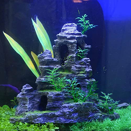 Saim Aquarium Ornament Mountain View Stone Ornament Rockery Landscape Fish Tank Decoration - Large Sizes