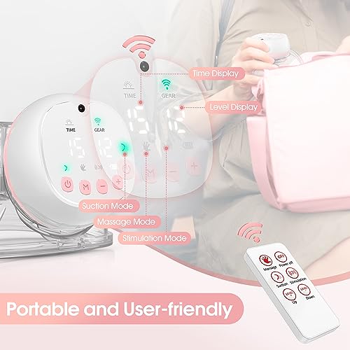 Hands Free Breast Pump, Electric Breast Pumps, 12 Levels 3 Modes Double Wearable Breastpump, Portable 1200mAH, LCD, Quiet and Painless, Leak-Proof 140° Silicone, Comfortable Breastfeeding Necessities