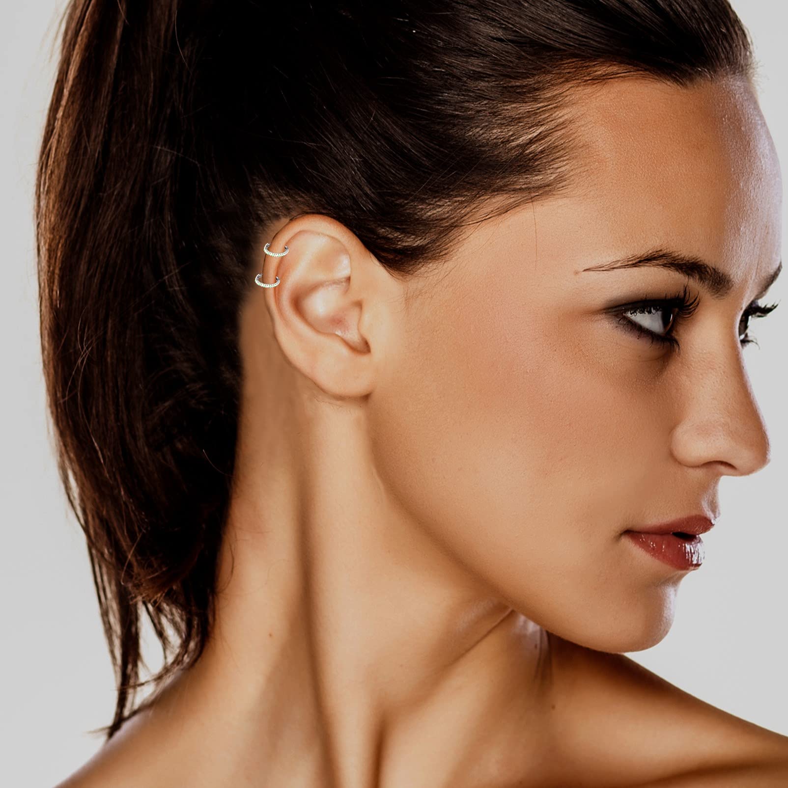 AVNIS Helix Ring Hoop ?€“ Premium Stainless Steel Hinged Nose Ring Hoop ?€“ 16G Opal Stone Septum Ring ?€“ Tragus Earrings for Women ?€“ Versatile Nose Piercing Jewelry