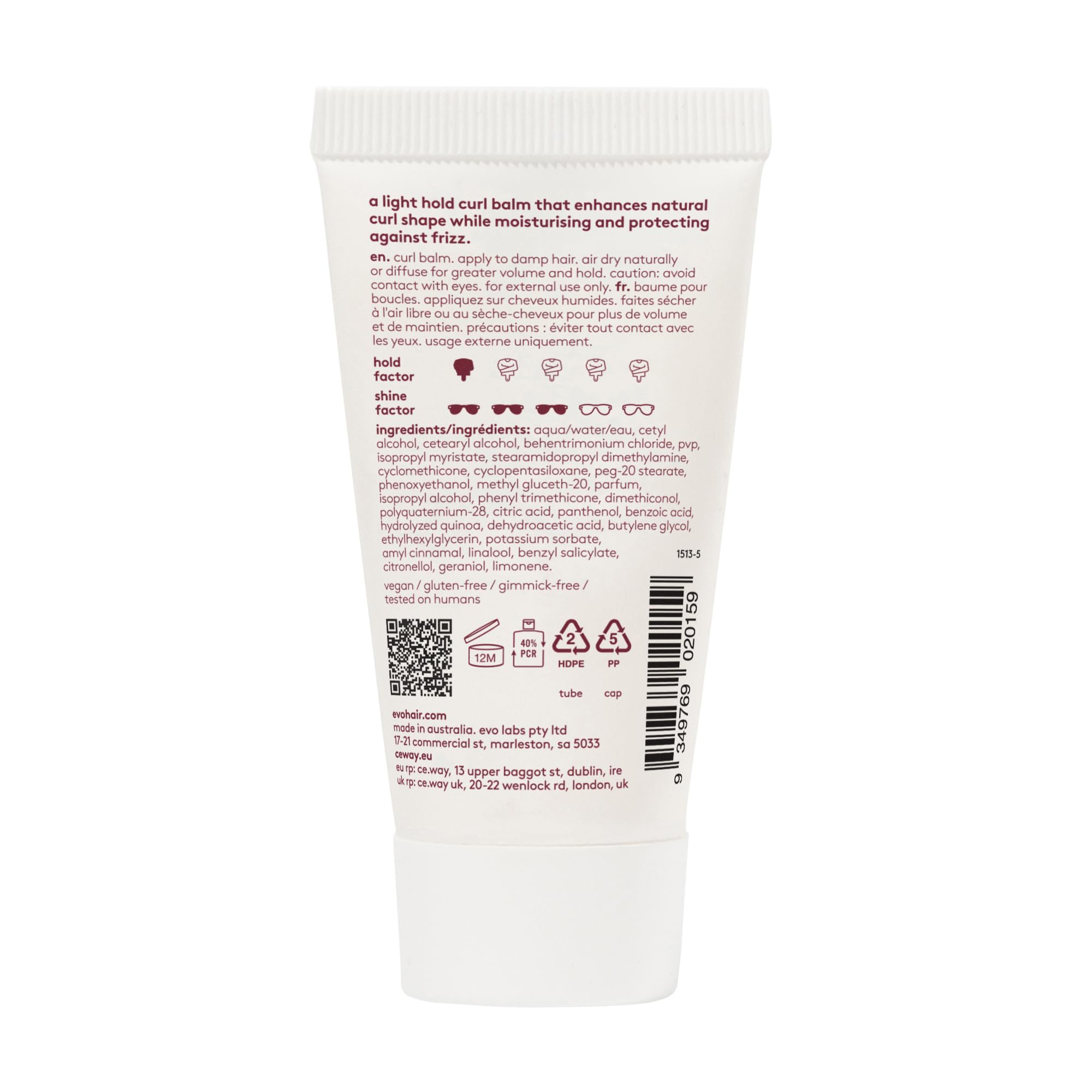 evo Liquid Rollers Curl Balm - Hair Styling Balm - Enhances Natural Curls, Protects Frizz & Improves Overall Condition