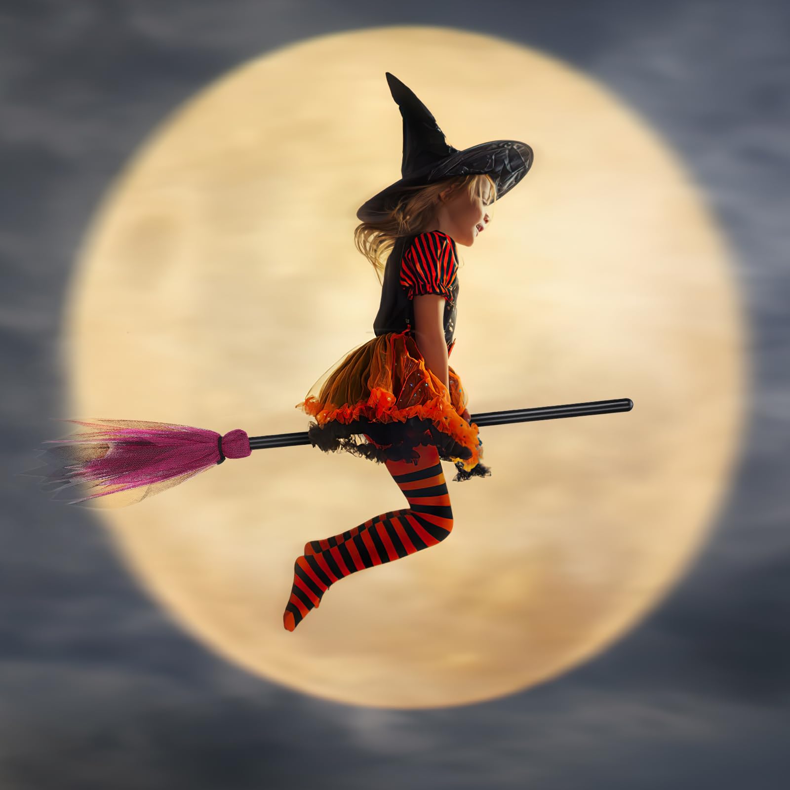 DOITOOL Halloween Witch Broom Kids Witch Broomstick Props Plastic Witches Broom Halloween Decor Witches Broomstick Halloween Witch Decoration Props Witch Costume Accessories