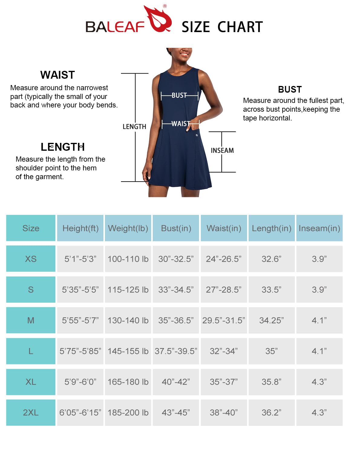 BALEAF Tennis Dresses for Women Athletic Dress Golf Dresses with Shorts Sleeveless 4 Pockets Active Workout Navy M