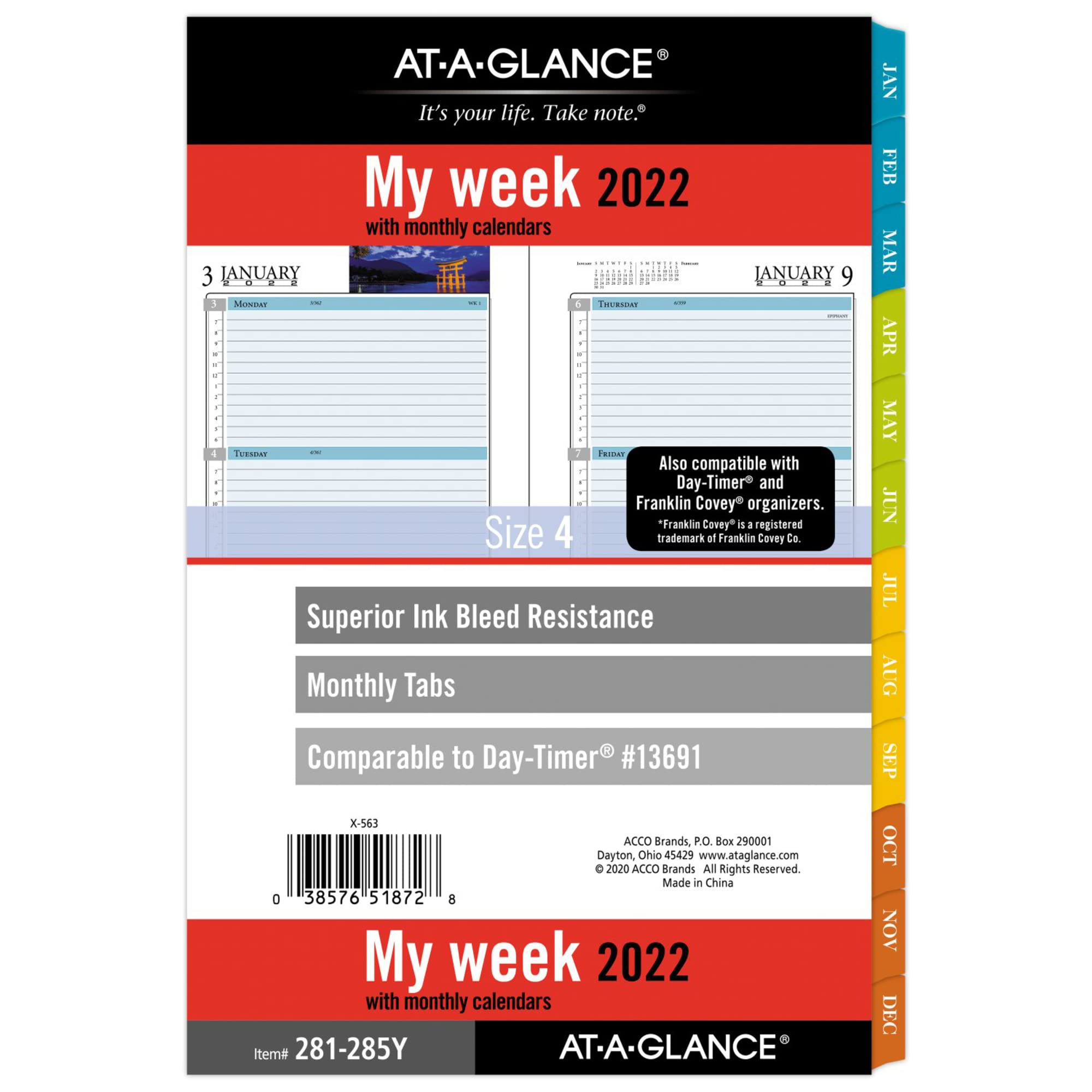 AT-A-GLANCE 2022 Weekly & Monthly Planner Refill by AT-A-GLANCE, 13493 13691 Day-Timer, 5-1/2" x 8-1/2", Size 4, Zenscapes (281-285Y)