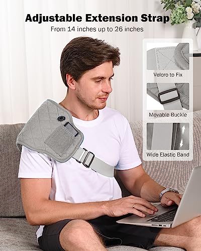 Cordless Heating Pad, Portable and Rechargeable for Back Pain, Neck and Shoulders and Cramps, Ultra-Soft 9.8" x 15.7" with Adjustable Strap, 3 Heat Settings & Fast Heating, w/ 5000mAh Battery - Gray