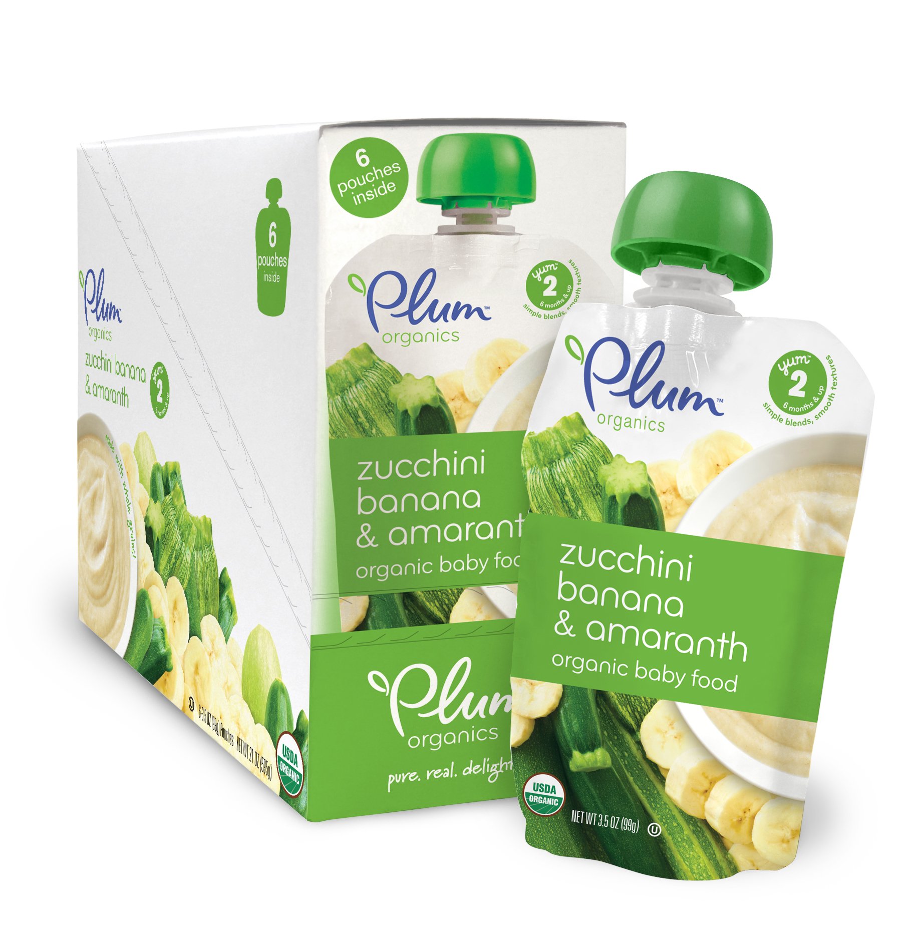 Plum Organics Fruit and Grain Second Blends, Zucchini Banana and Amaranth, 3.5-Ounce (Pack of 6)