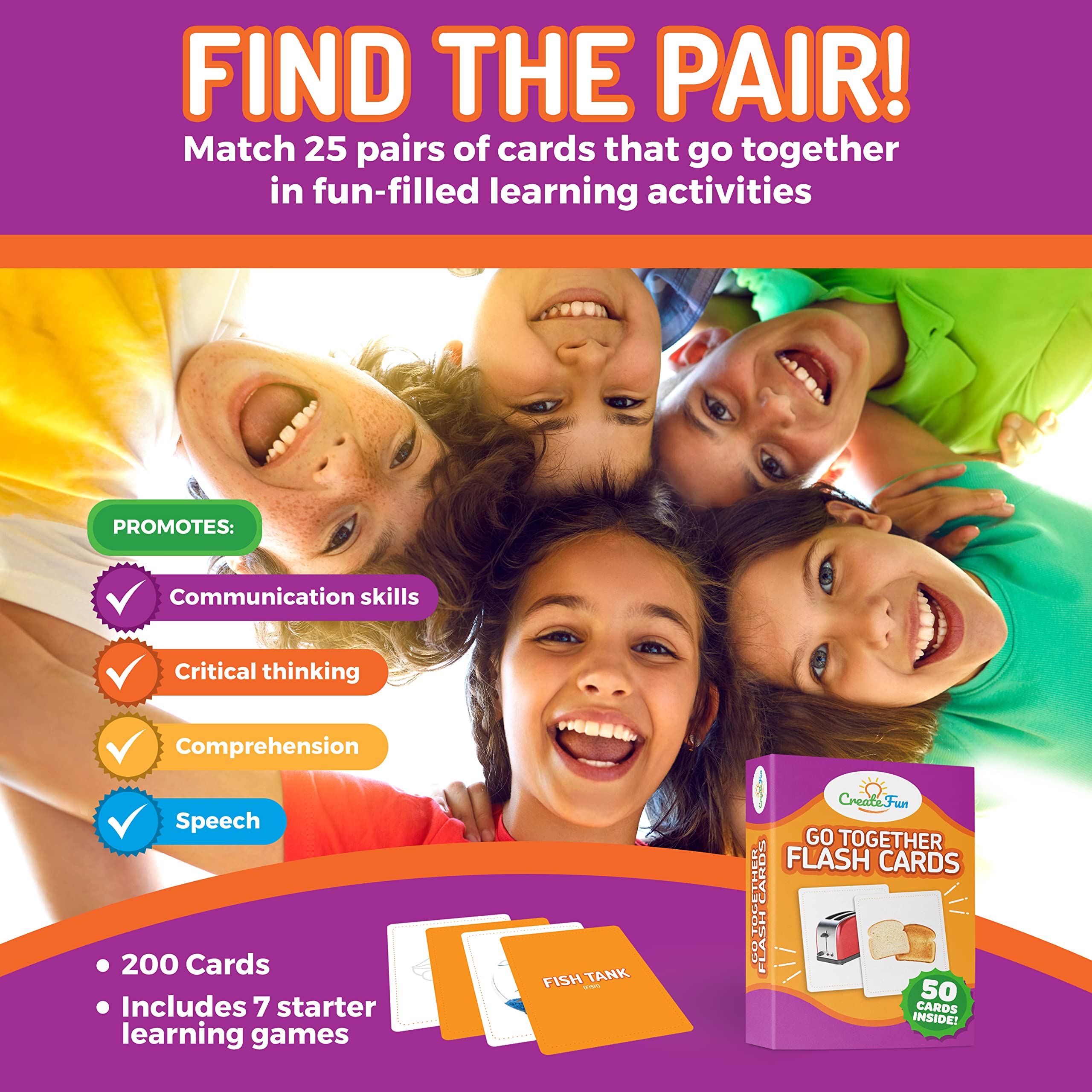 Go Together Flash Cards | 50 Matching Language Development Educational Photo Cards | with 7 Starter Learning Games | for Parents, The Classroom, Toddler Learning Activities & Speech Therapy Materials